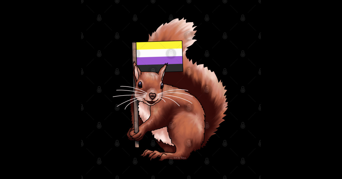 Squirrel with a Non-binary Flag - Squirrel - Sticker | TeePublic