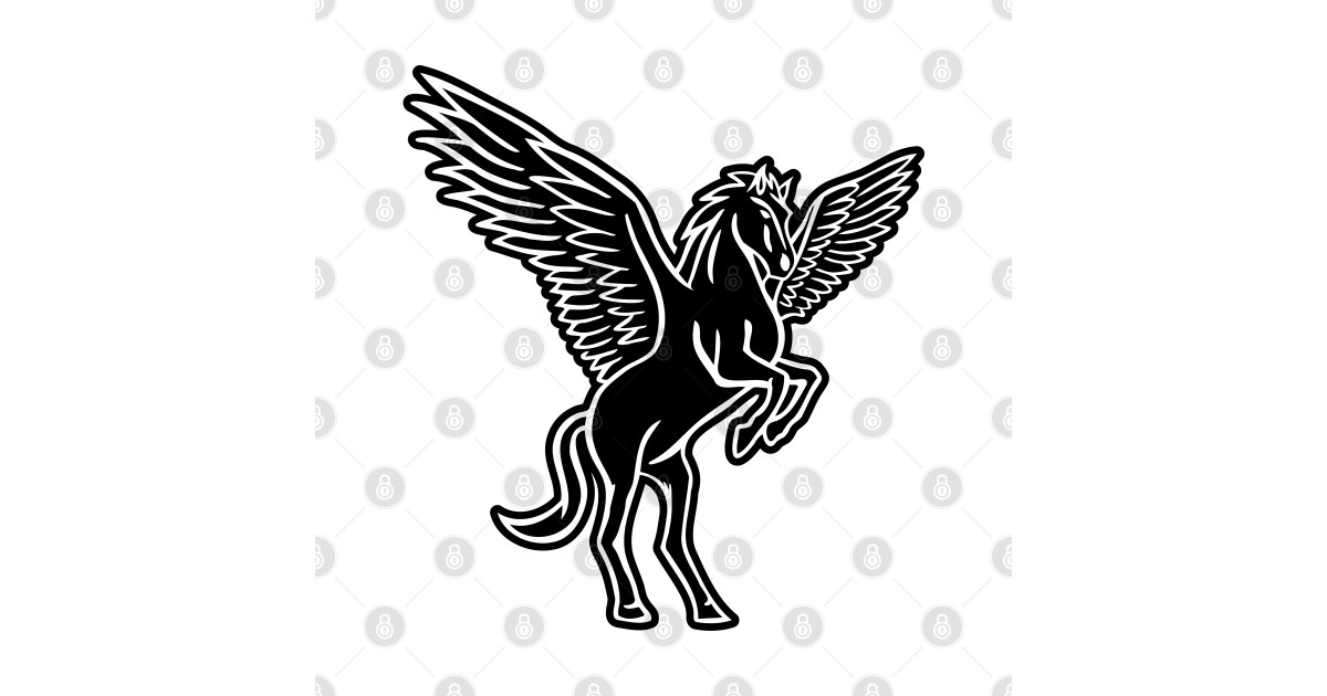 Black Pegasus Drawing - Pegasus - T-Shirt | TeePublic