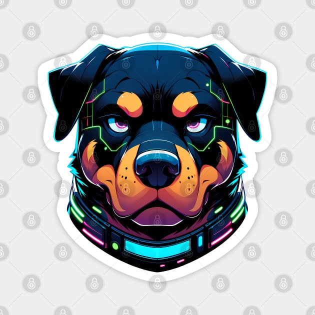 Cyberpunk Neon Furry Anthro Rottweiler Furry Magnet Teepublic