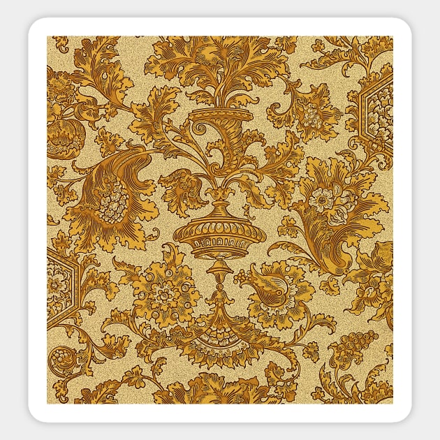 Fancy Golden Antique Foliage Wall Paper - Gold - Sticker | TeePublic