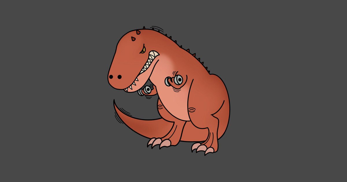 Funny T Rex lifting weights, Funny Dinosaur - T Rex - T-Shirt | TeePublic