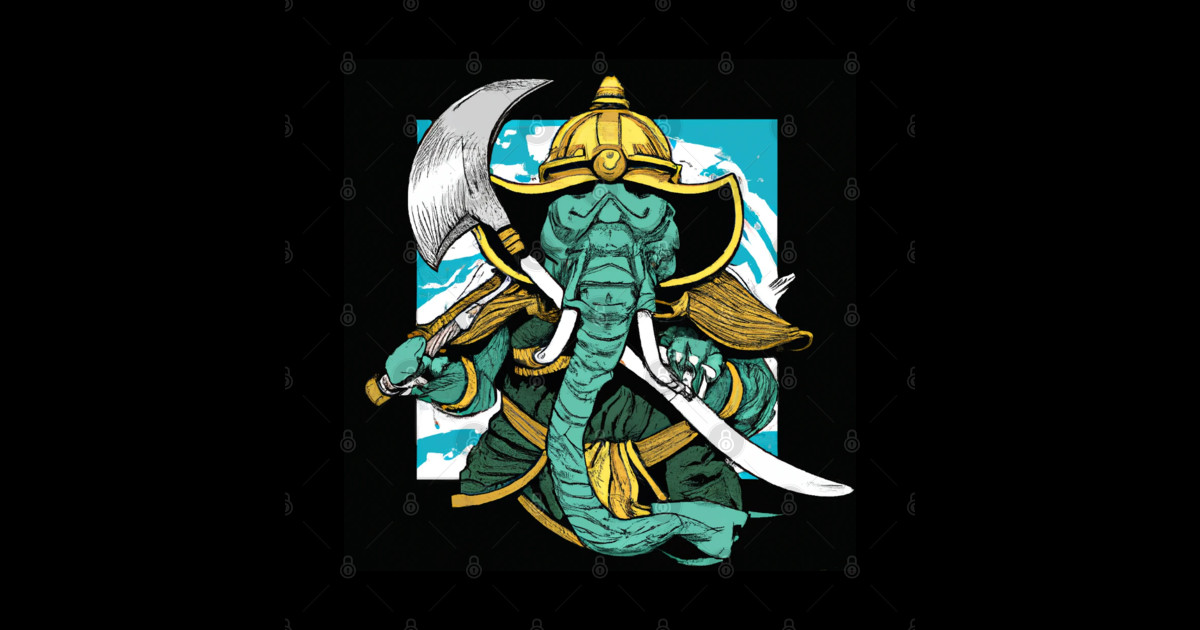 Elephant Samurai - Samurai Warrior - Sticker | TeePublic