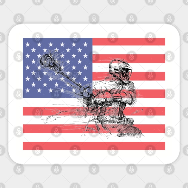 US Flag Crank - Lacrosse - Sticker | TeePublic