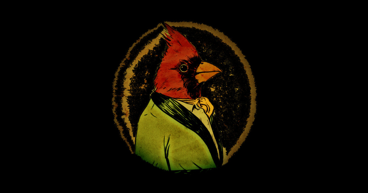 Cardinal In Smoking Jacket - Bird - Sticker | TeePublic
