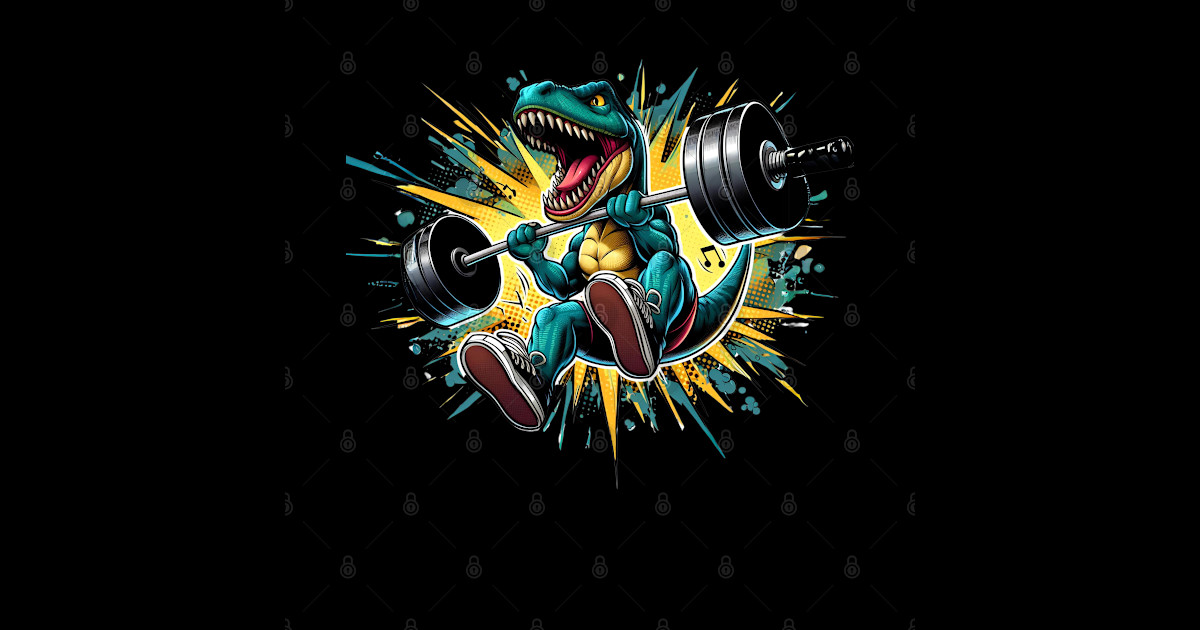 Muscle Dino Lifting - Cool T-Rex Workout - Workout - Sticker | TeePublic