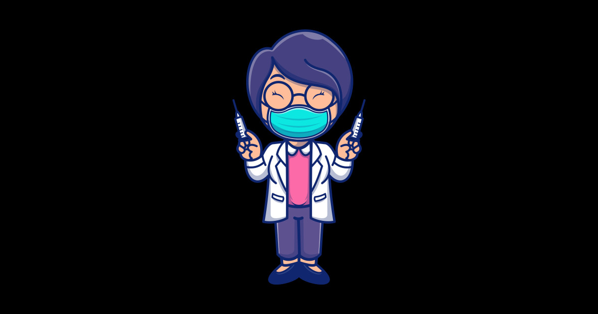 Cute Female Doctor Holding injection Cartoon - Cute Female Doctor ...