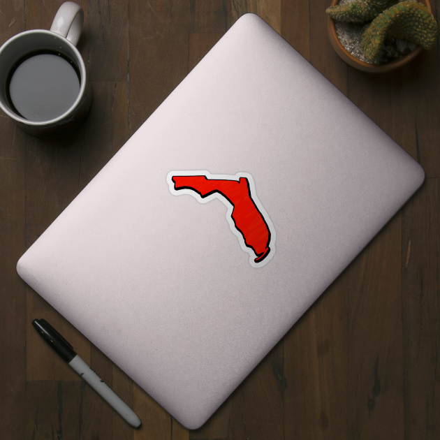 Bright Red Florida Outline - Bright Red Florida Outline - Sticker ...
