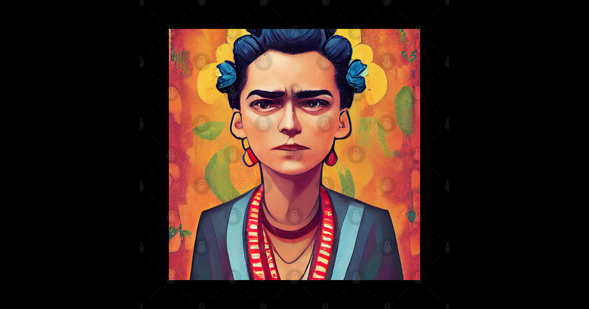 Frida Kahlo portrait | Anime style - Frida Kahlo - Sticker | TeePublic