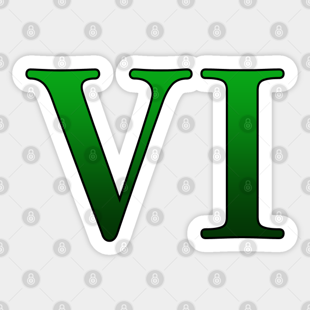 Green Roman Numeral 6 VI - Roman Numerals - Sticker | TeePublic