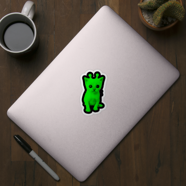 Gnarp Cat Silly Alien & Vintage Meme - Gnarp Cat Silly Alien - Sticker ...