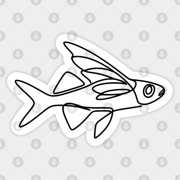 Flying Fish Line Drawing - Flying Fish - Sticker | TeePublic
