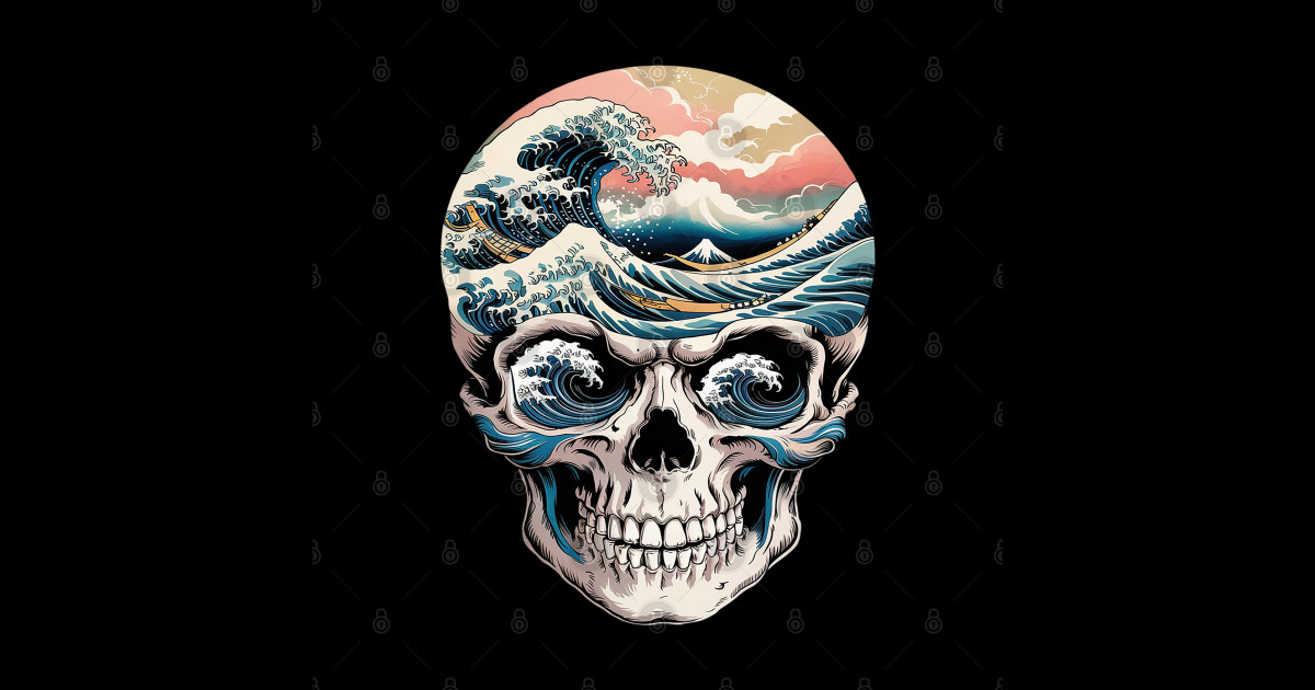 Skull Wave Mount Fuji Fusion - Skull Wave Mount Fuji Fusion - Posters ...