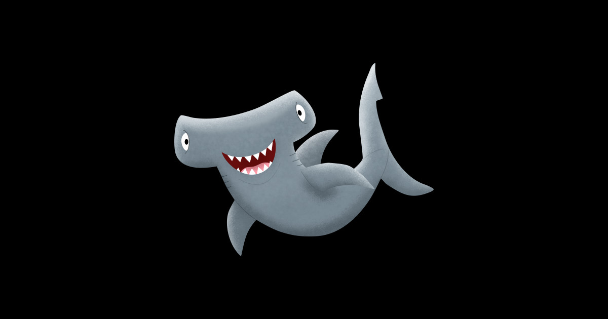 Funny cute hammerhead shark cartoon illustration - Hammerhead - Sticker ...