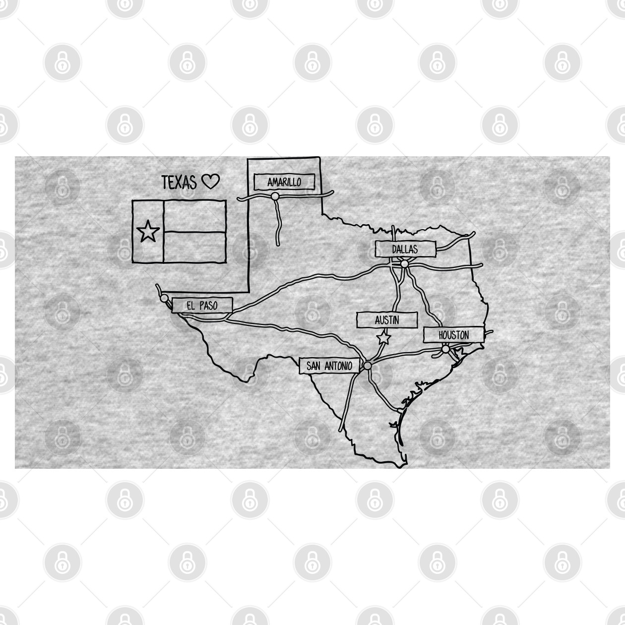 Texas State Map Black Outlines - Texas Map - T-Shirt | TeePublic
