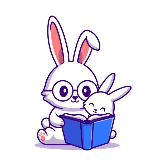 Rabbit Mother And Baby Rabbit Reading Book - Rabbit - T-Shirt | TeePublic