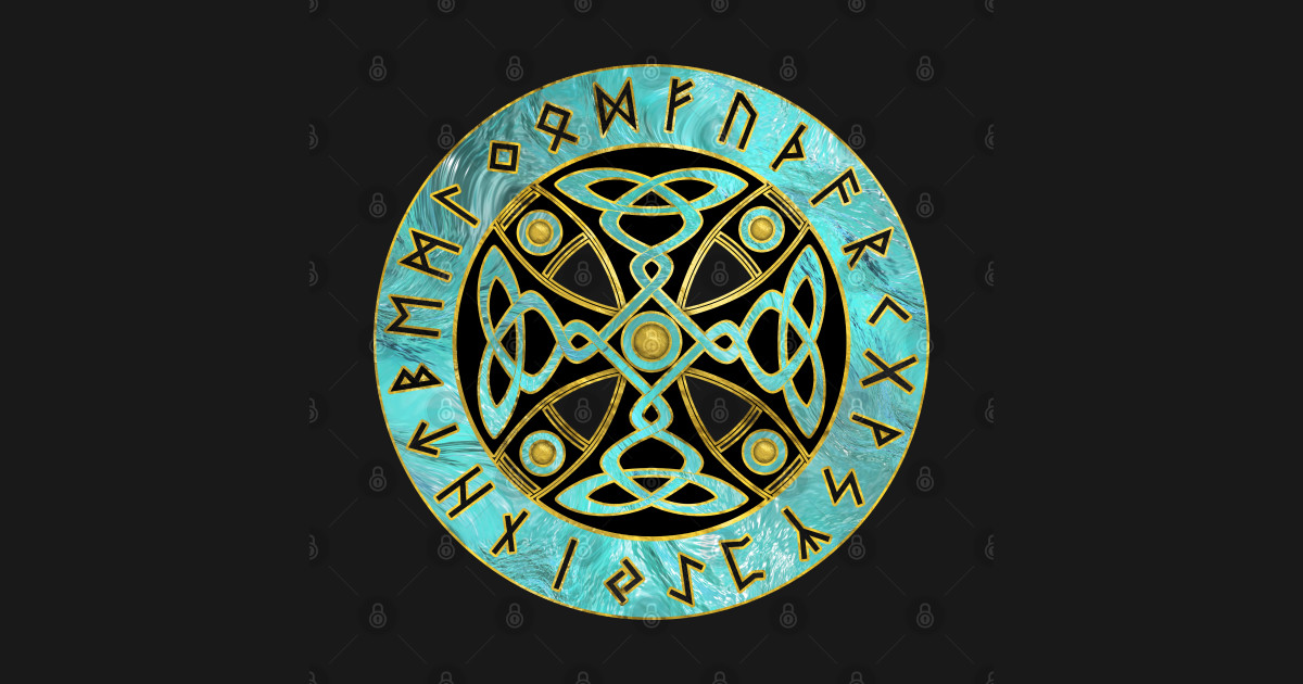 Decorative Celtic Cross and Runes alphabet - Celtic Cross - Long Sleeve ...
