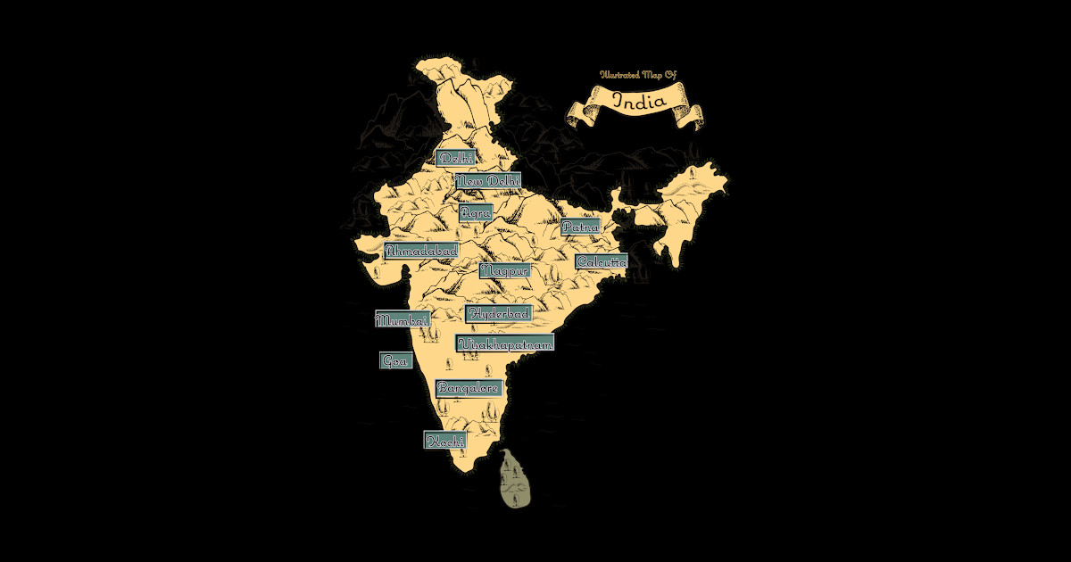 Retro map of India - Retro Map Of India - Posters and Art Prints ...