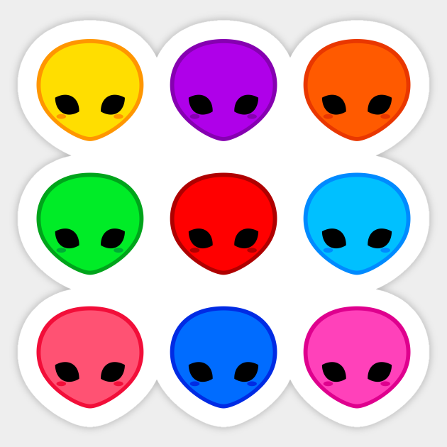 Cute Colorful Aliens Pack - Alien - Sticker | TeePublic