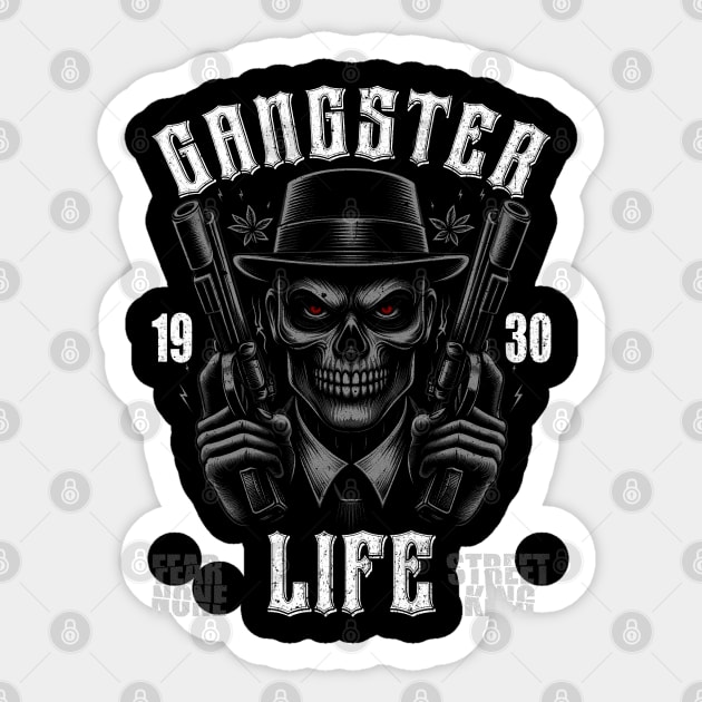 1930 Gangster Life Retro Skull in Mafia Attire - Gangsta - Sticker ...
