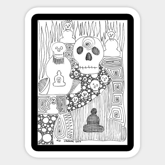 Skulls & Buddha Number 21 - Black And White - Sticker | TeePublic