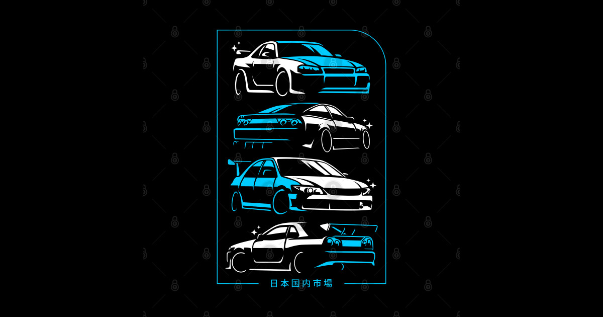 JDM cars on blue - Jdm Car - Posters and Art Prints | TeePublic