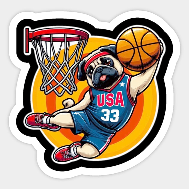 USA BASKETBALL PUG 7 - Team Usa - Sticker | TeePublic