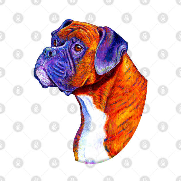 Colorful Brindle Boxer Dog - Boxer Dog - T-Shirt | TeePublic