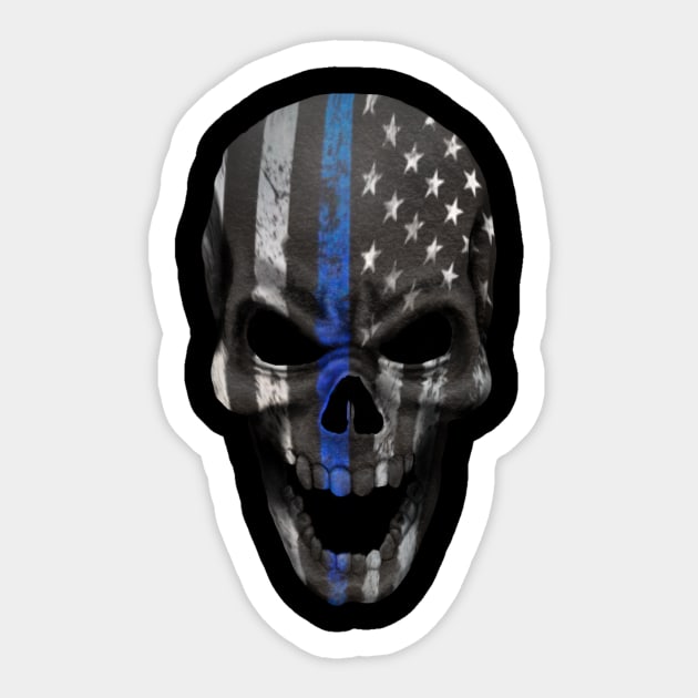 Blue line skull - Thin Blue Line - Sticker | TeePublic