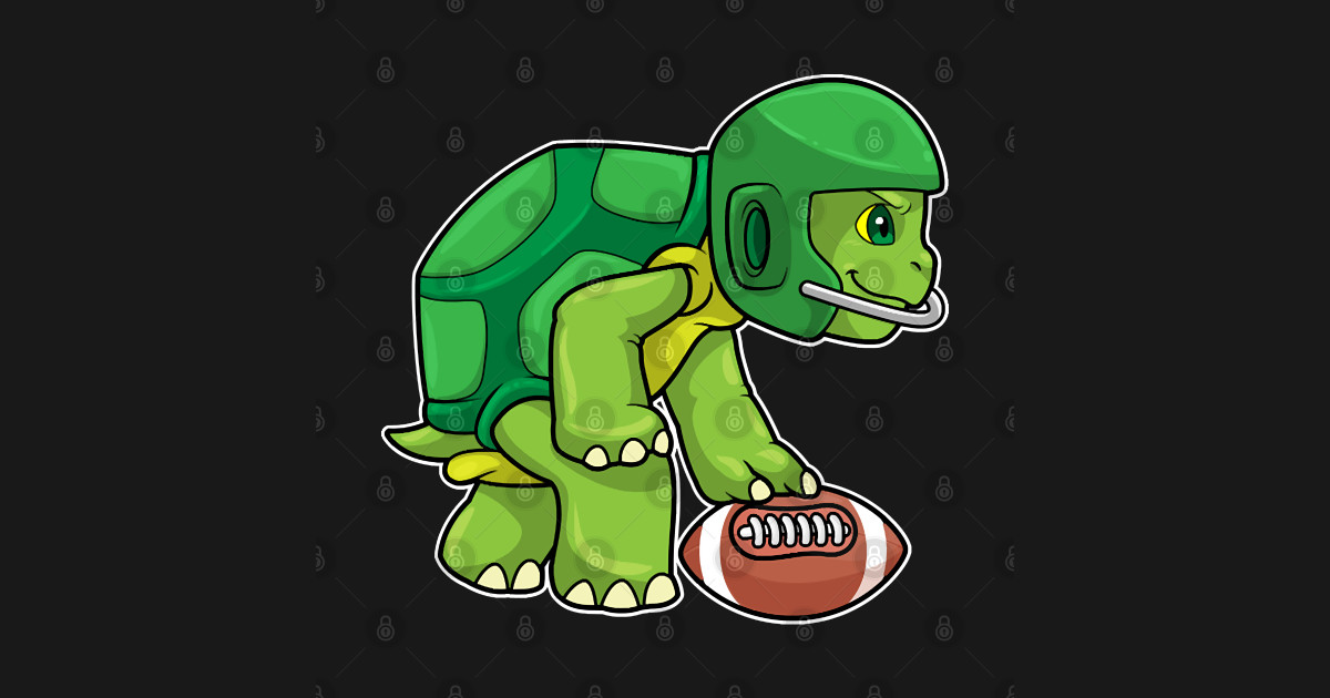 Turtle at Sports with Football & Helmet - Turtle At Sports With ...