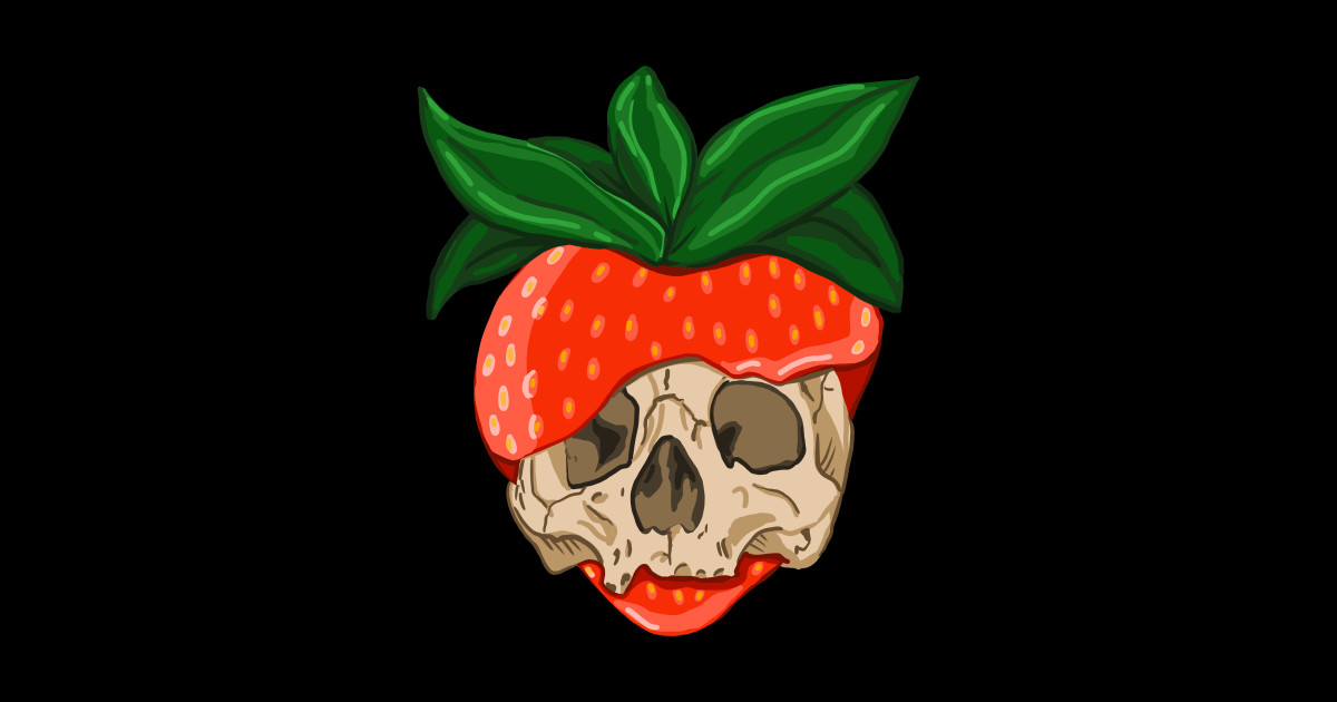 Strawberry Skull - Strawberry - Sticker | TeePublic