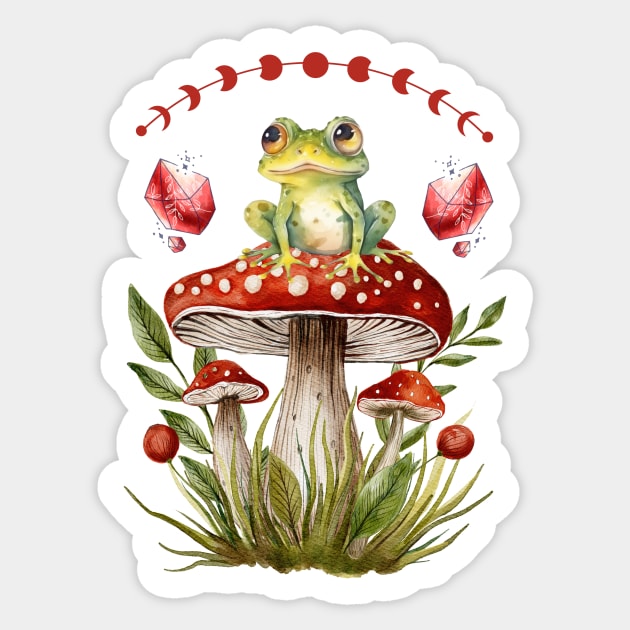 Cottagecore Crystal Frog - Cottagecore - Sticker | TeePublic