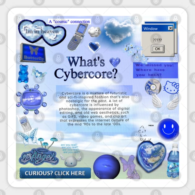 What's Cybercore Blue Aesthetic - Y2k Aesthetic - Sticker | TeePublic