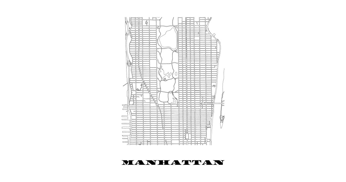 Map of Manhattan, NYC Minimalist Line Drawing - Map Of Manhattan - T ...