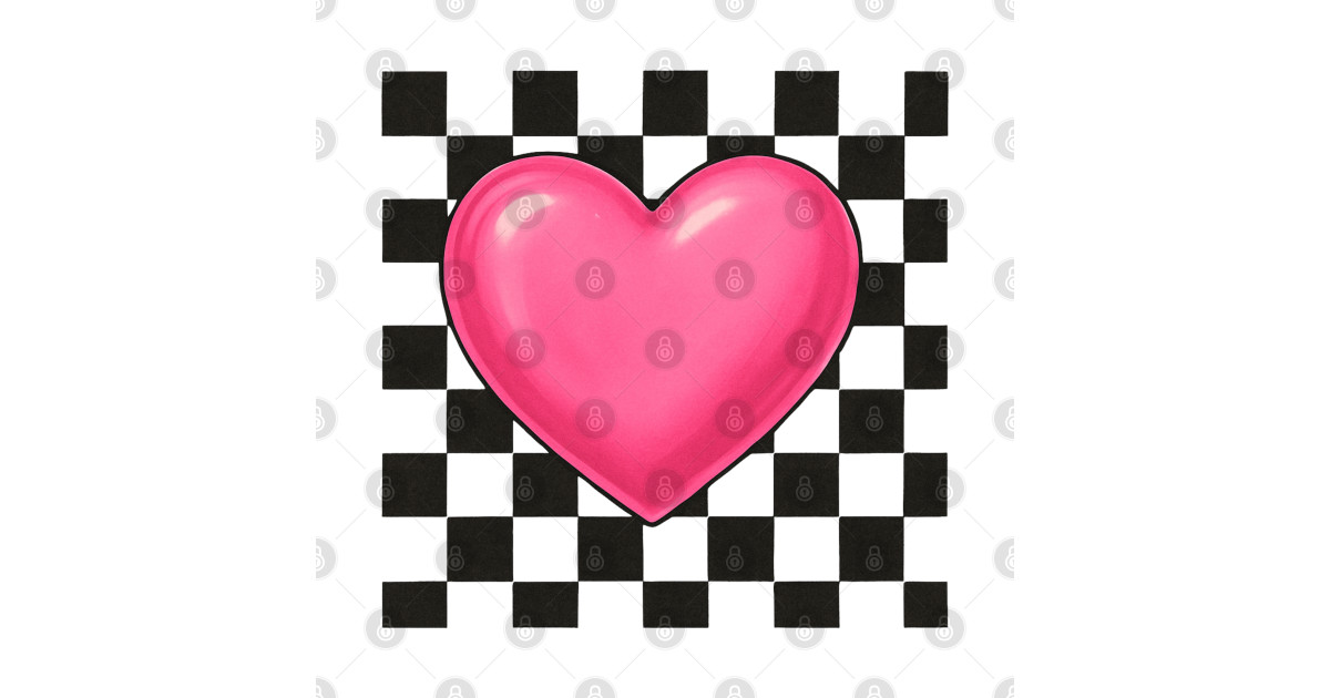 Pink Heart Checker Valentine Design - Heart Valentine - T-Shirt | TeePublic