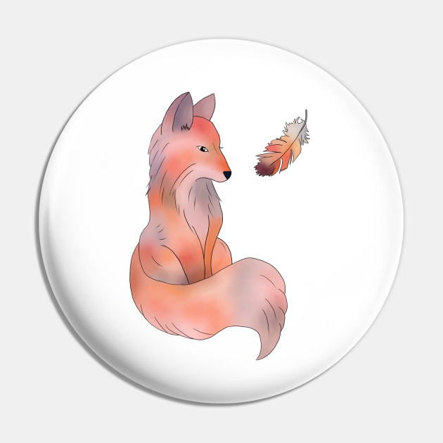 Fuchs und Feder - Fuchs - Pin | TeePublic