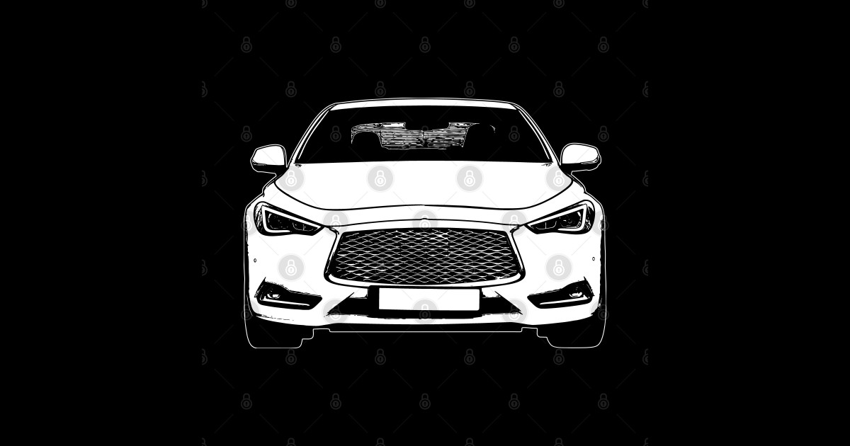 White Infiniti Q60 Sketch Art - Nissan - Sticker | TeePublic