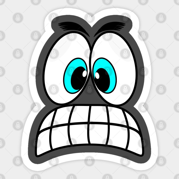 Angry Funny Face Cartoon Emoji - Funny Face - Sticker | TeePublic