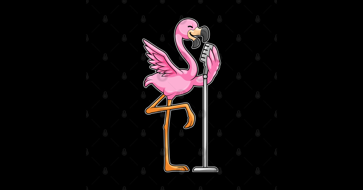 Flamingo at Singing with Microphone - Flamingo - Magnet | TeePublic