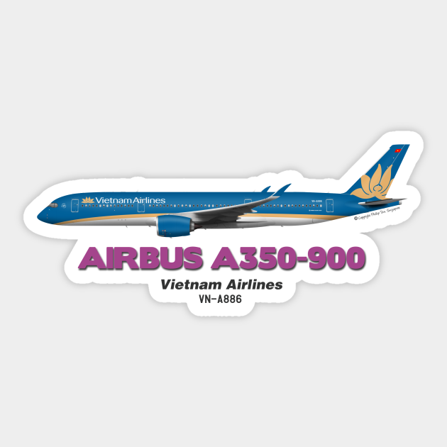 Airbus A350-900 - Vietnam Airlines - A359 - Sticker | TeePublic