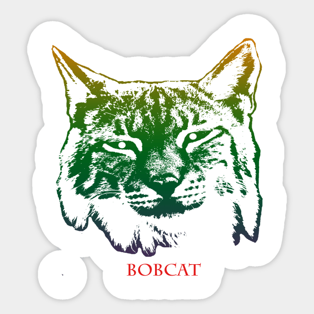 The bobcat head is Violet, Green, Orange - Bobcat Head - Sticker ...