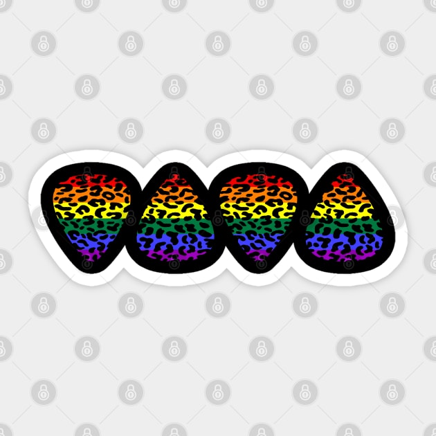 Pride Flag Leopard Print - Guitar Picks - Sticker | TeePublic