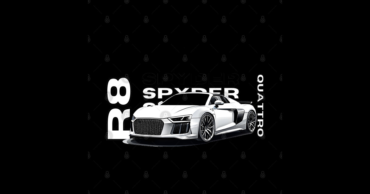 R8 Spyder Quattro 2019 + Car Blueprint - Audi R8 - Sticker | TeePublic