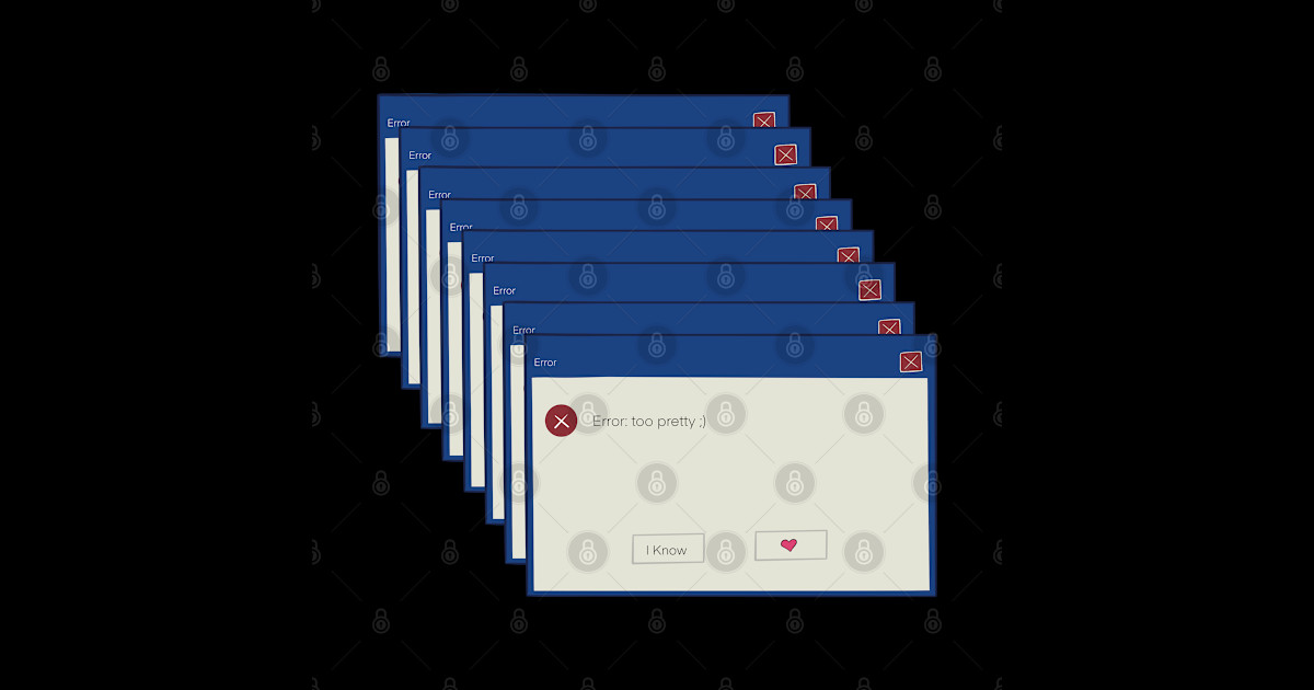 Y2K Window Error Message Too Pretty - Y2k - Sticker | TeePublic