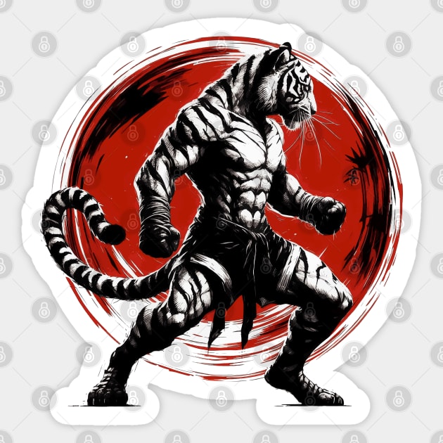 Muay Thai Boxer Tiger Sumie Ink Art - Tiger - Sticker | TeePublic
