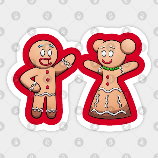 Gingerbread Man And Woman - Gingerbread Man And Woman - Sticker | TeePublic