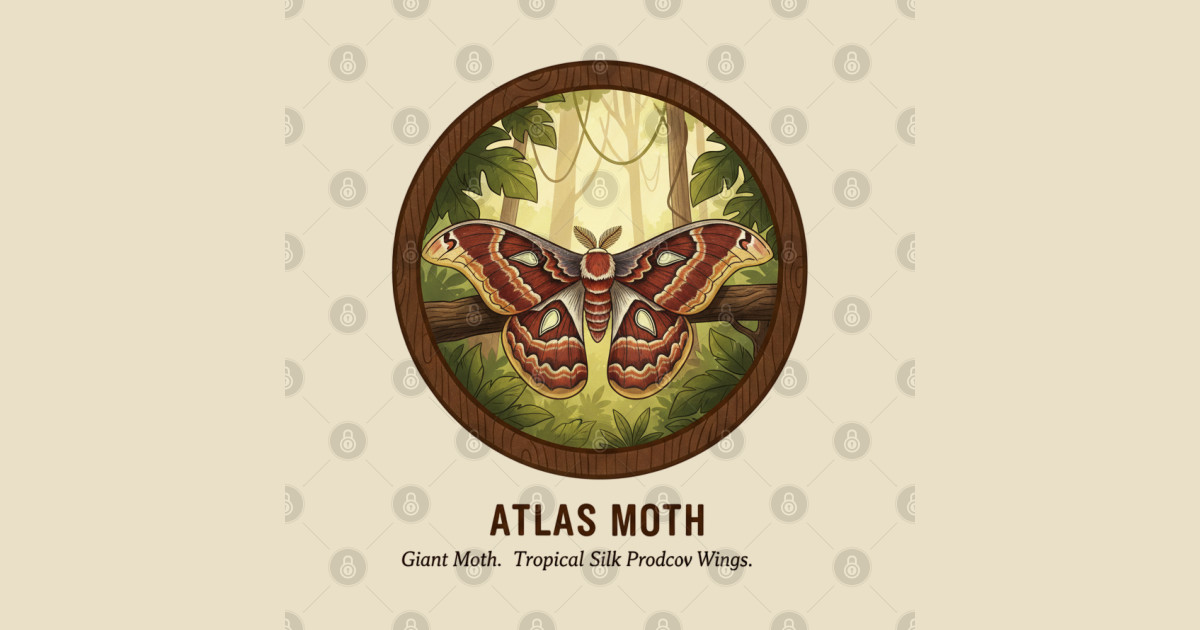 Atlas Moth Tropical Forest Emblem - Atlas Moth - T-Shirt | TeePublic