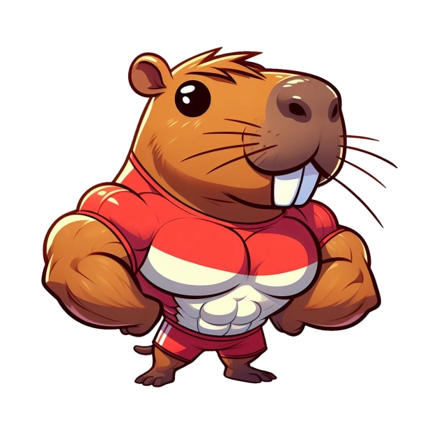 Cute Muscular Capybara Illustration - Capybara Illustration - T-Shirt ...