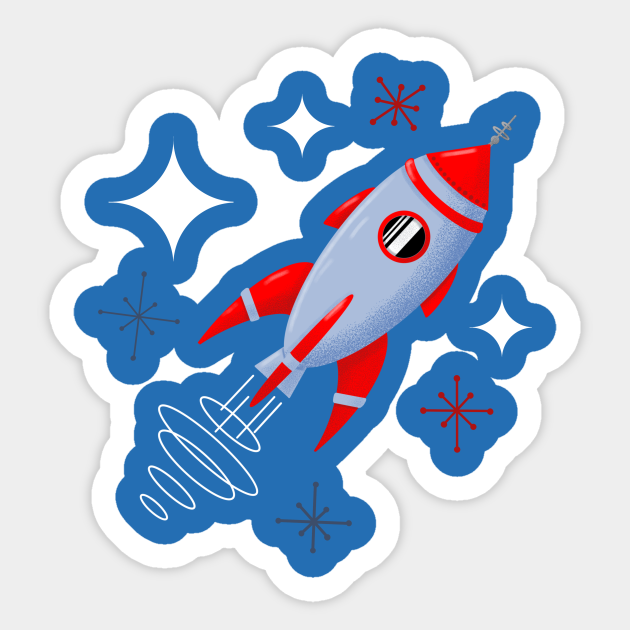 Retro Rocket - Spaceship - Sticker | TeePublic