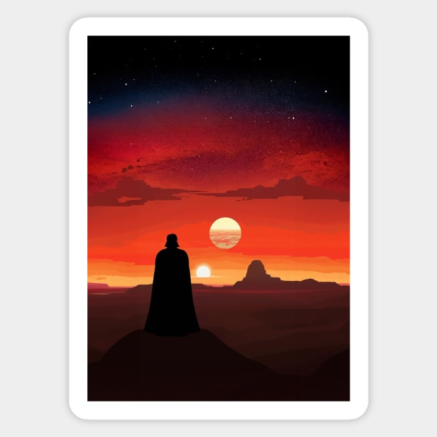 Vader Binary Sunset - Darth Vader - Sticker | TeePublic