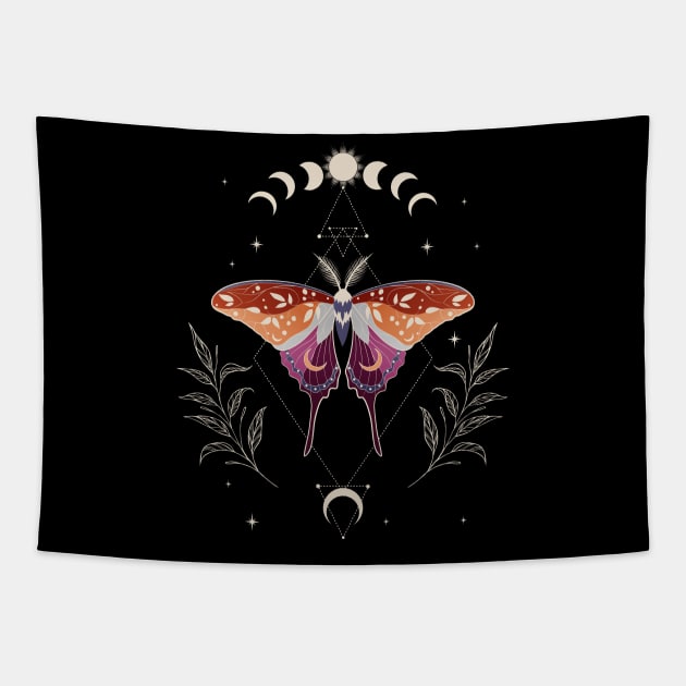Lesbian Luna Moth Celestial Cottagecore LGBT Pride Flag - Lesbian ...